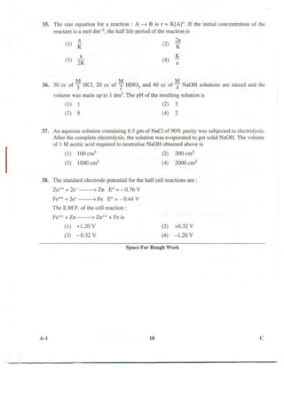KCET Chemistry - 2009 Question Paper | PDF