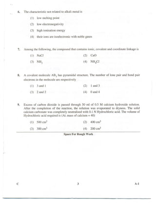 KCET Chemistry - 2009 Question Paper | PDF