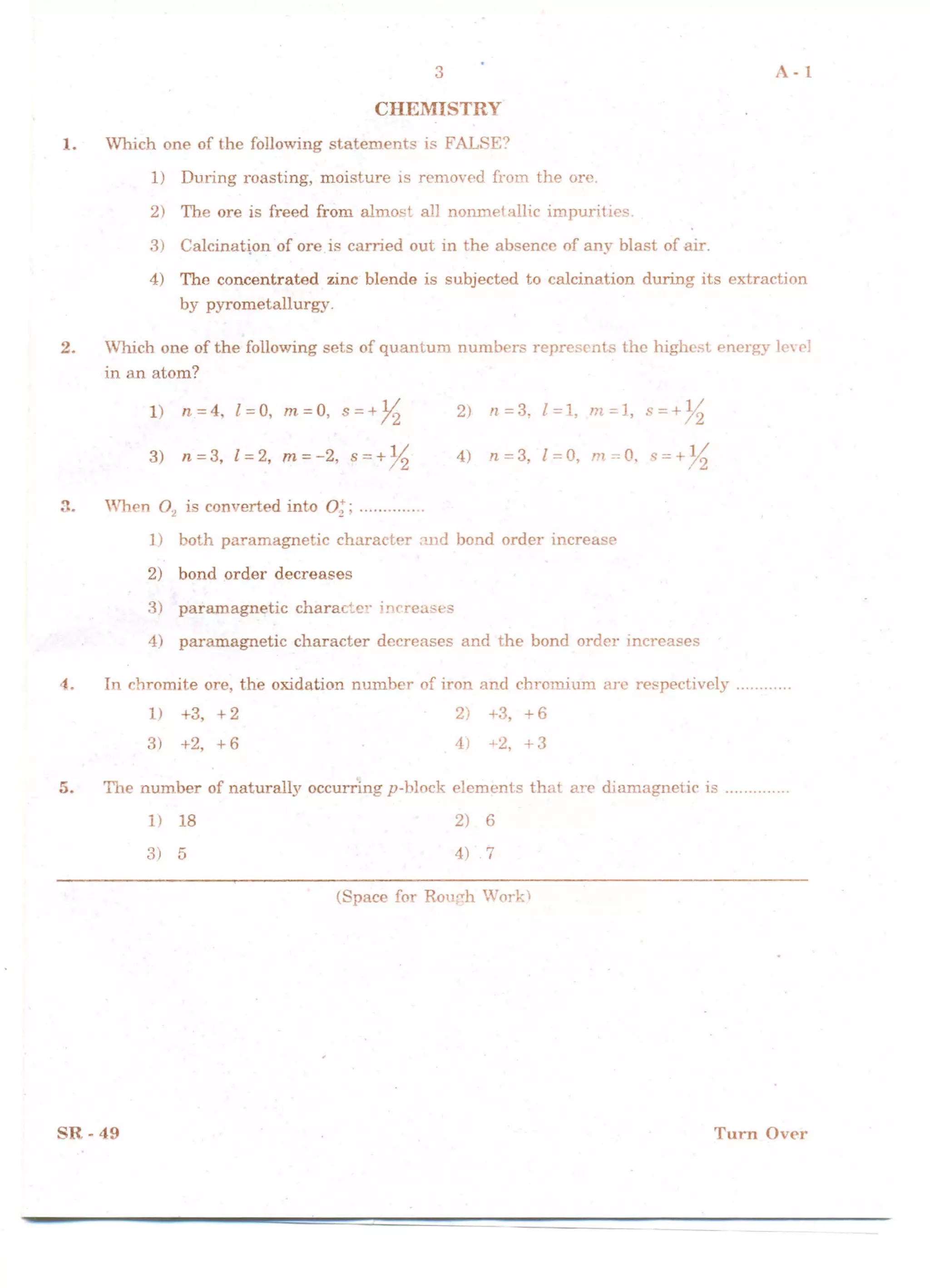 KCET Chemistry - 2011 Question Paper | PDF