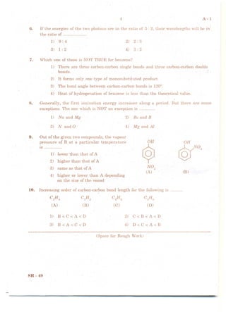 KCET Chemistry - 2011 Question Paper | PDF