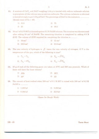 KCET Chemistry - 2011 Question Paper | PDF