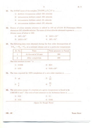 KCET Chemistry - 2011 Question Paper | PDF