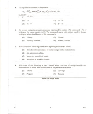 KCET Chemistry - 2012 Question Paper | PDF