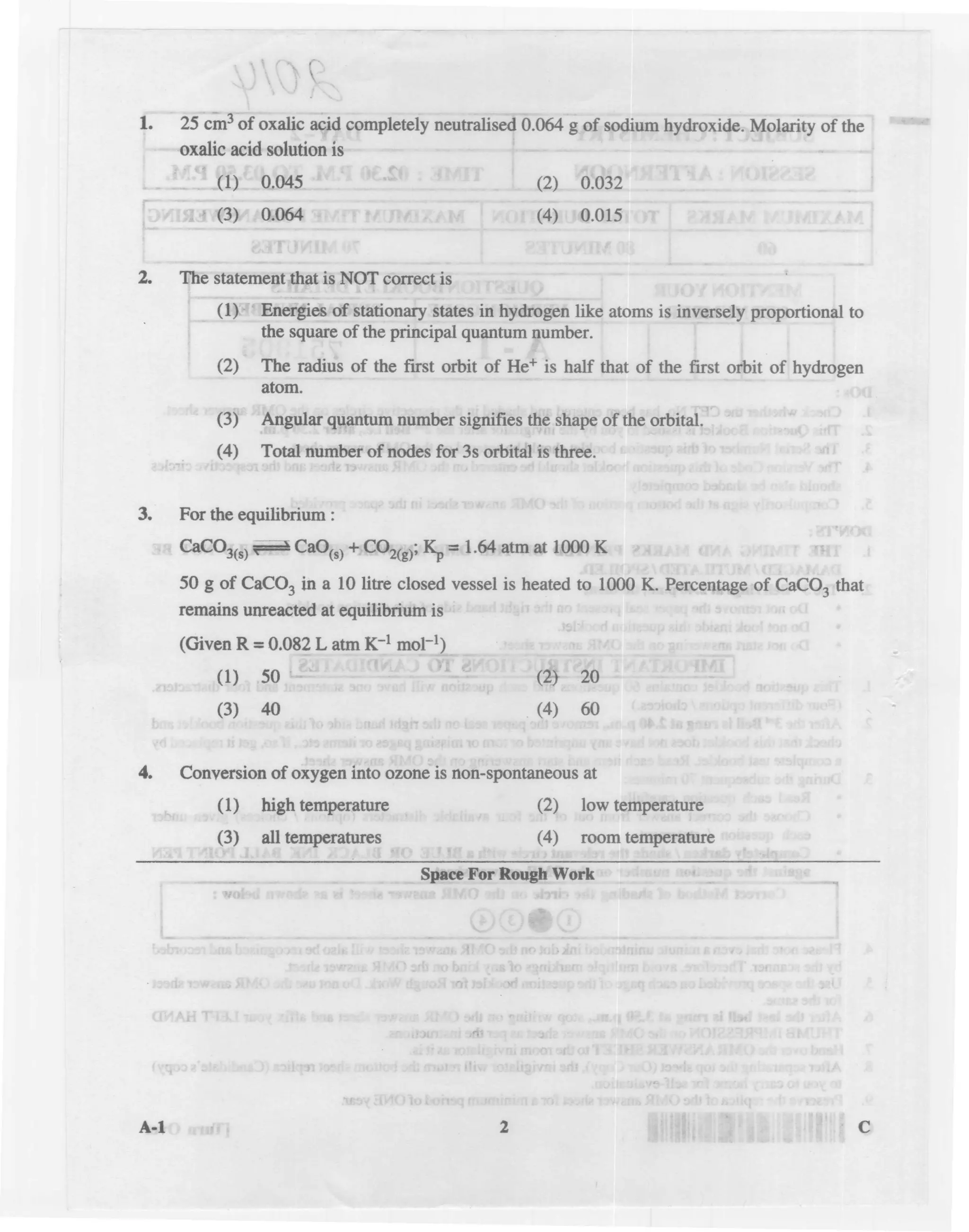 KCET Chemistry - 2014 Question Paper | PDF