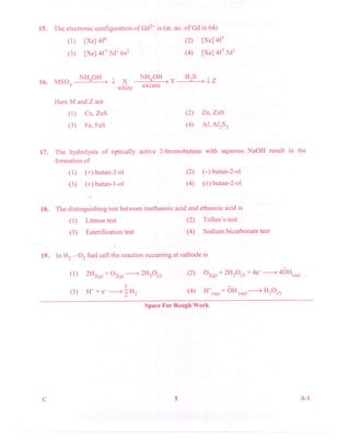 KCET Chemistry - 2015 Question Paper | PDF