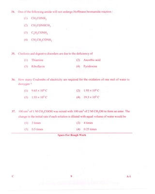 KCET Chemistry - 2015 Question Paper | PDF