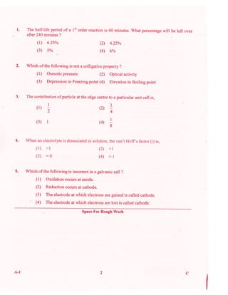 KCET Chemistry - 2016 Question Paper | PDF