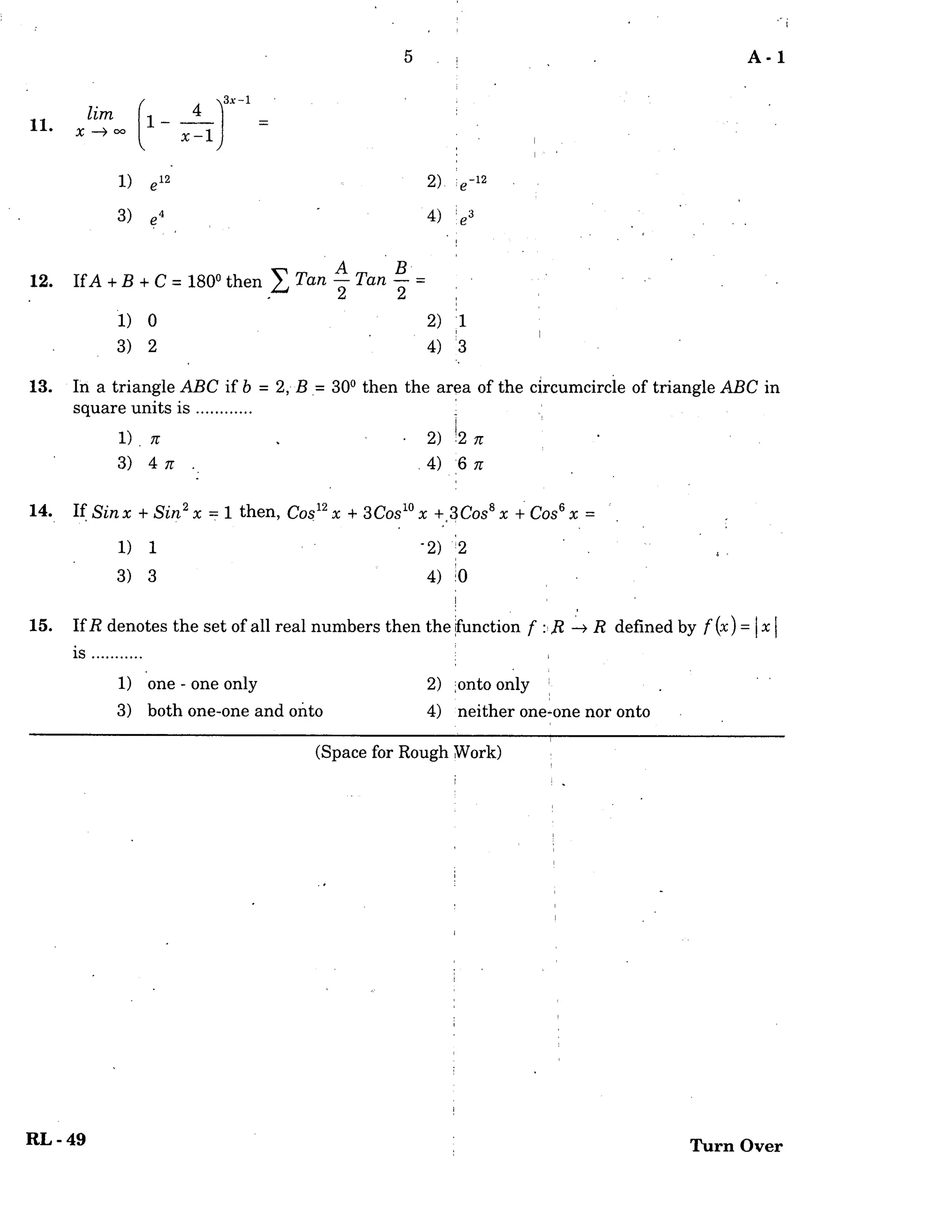 KCET Maths - 2004 Question Paper | PDF