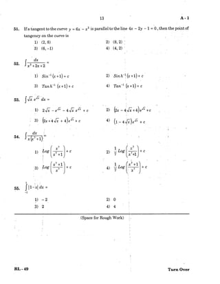 KCET Maths - 2004 Question Paper | PDF