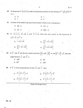KCET Maths - 2006 Question Paper | PDF
