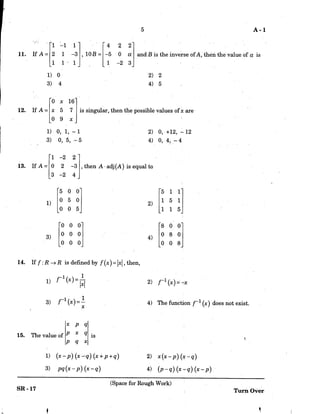 KCET Maths - 2007 Question Paper | PDF