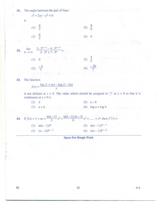 KCET Maths - 2009 Question Paper | PDF