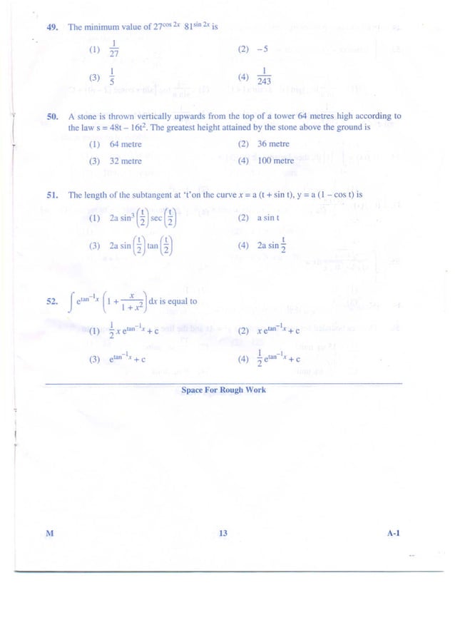 KCET Maths - 2009 Question Paper | PDF