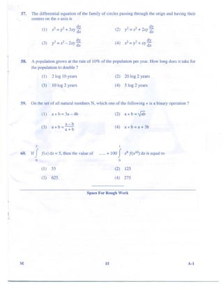 KCET Maths - 2009 Question Paper | PDF