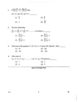 KCET Maths - 2013 Question Paper | PDF