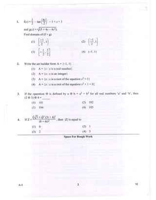 KCET Maths - 2015 Question Paper | PDF