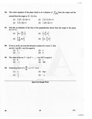 KCET Maths - 2016 Question Paper | PDF
