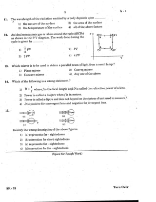 KCET Physics - 2005 Question Paper | PDF