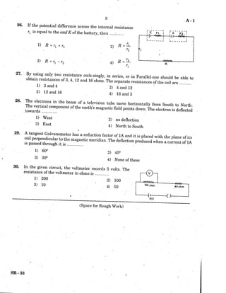 KCET Physics - 2005 Question Paper | PDF