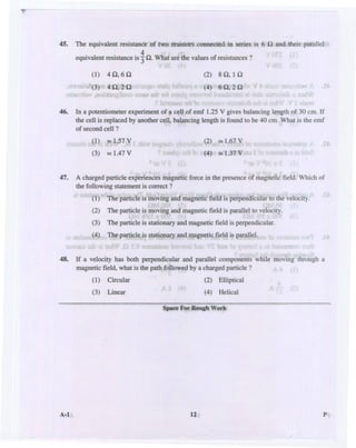 KCET Physics - 2014 Question Paper | PDF | Physics | Science