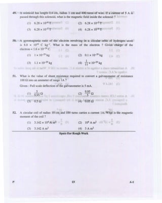 KCET Physics - 2014 Question Paper | PDF | Physics | Science
