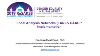 Local Analysis Networks (LAN) and CAADP Implementation _2019_ppt ...