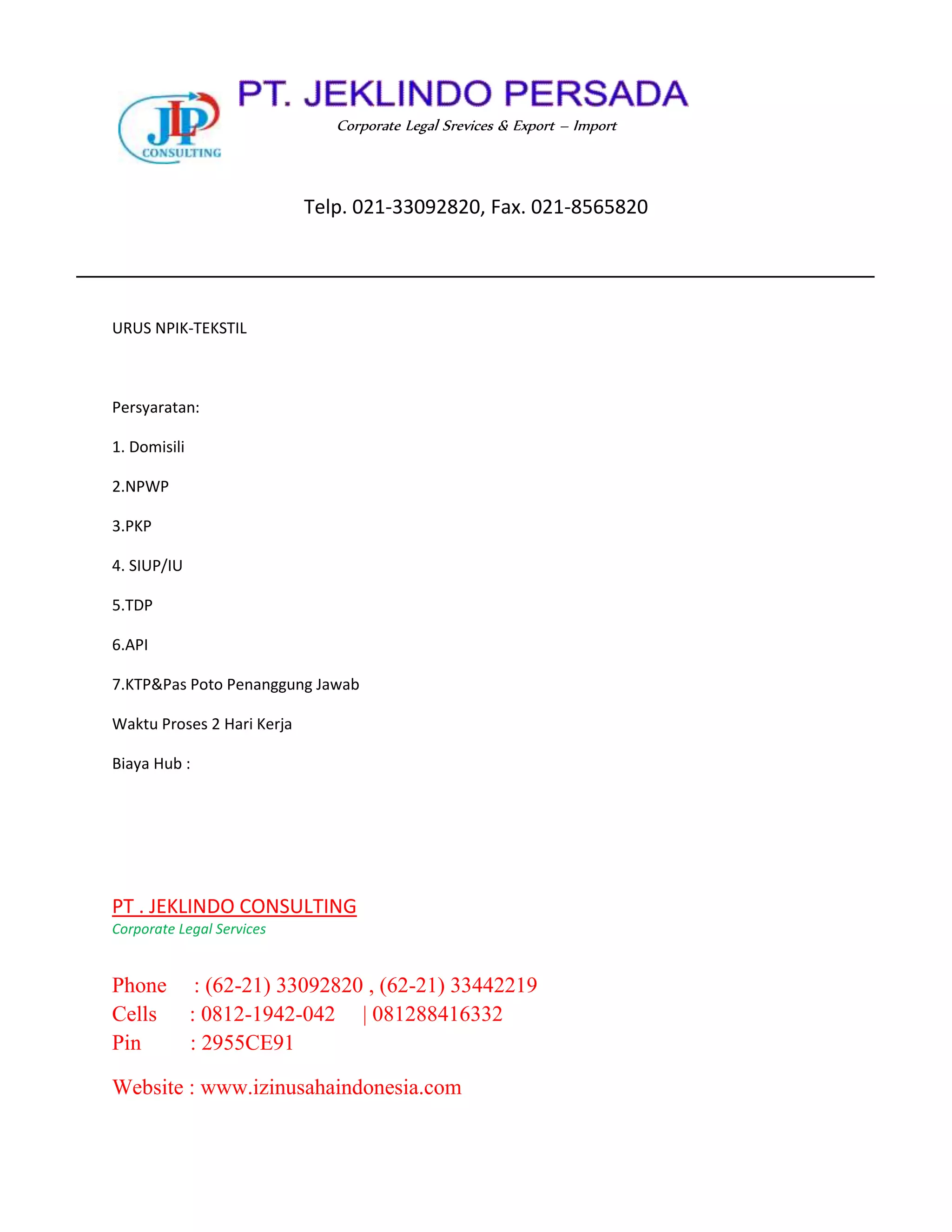 URUS NPIK-TEKSTIL CEPAT | DOCX