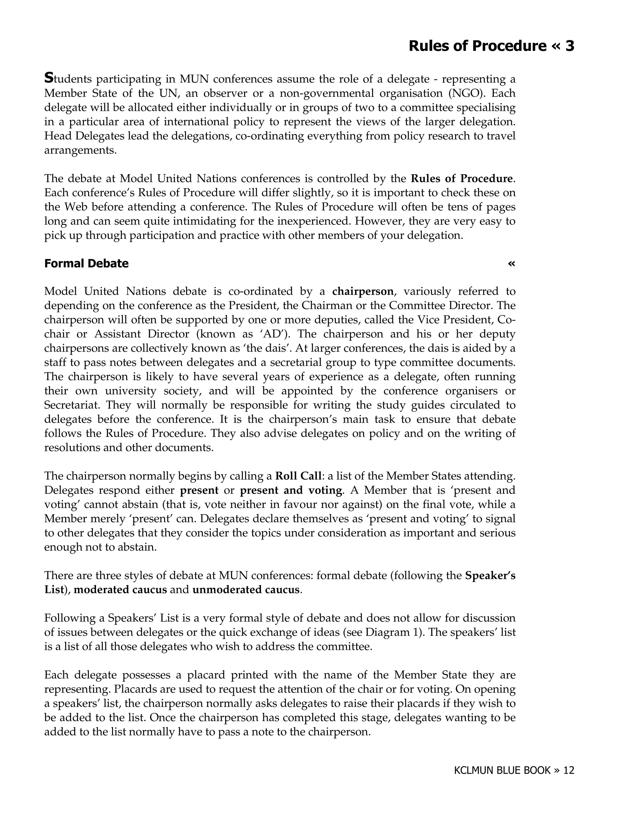 KCL MUN Blue Book | PDF