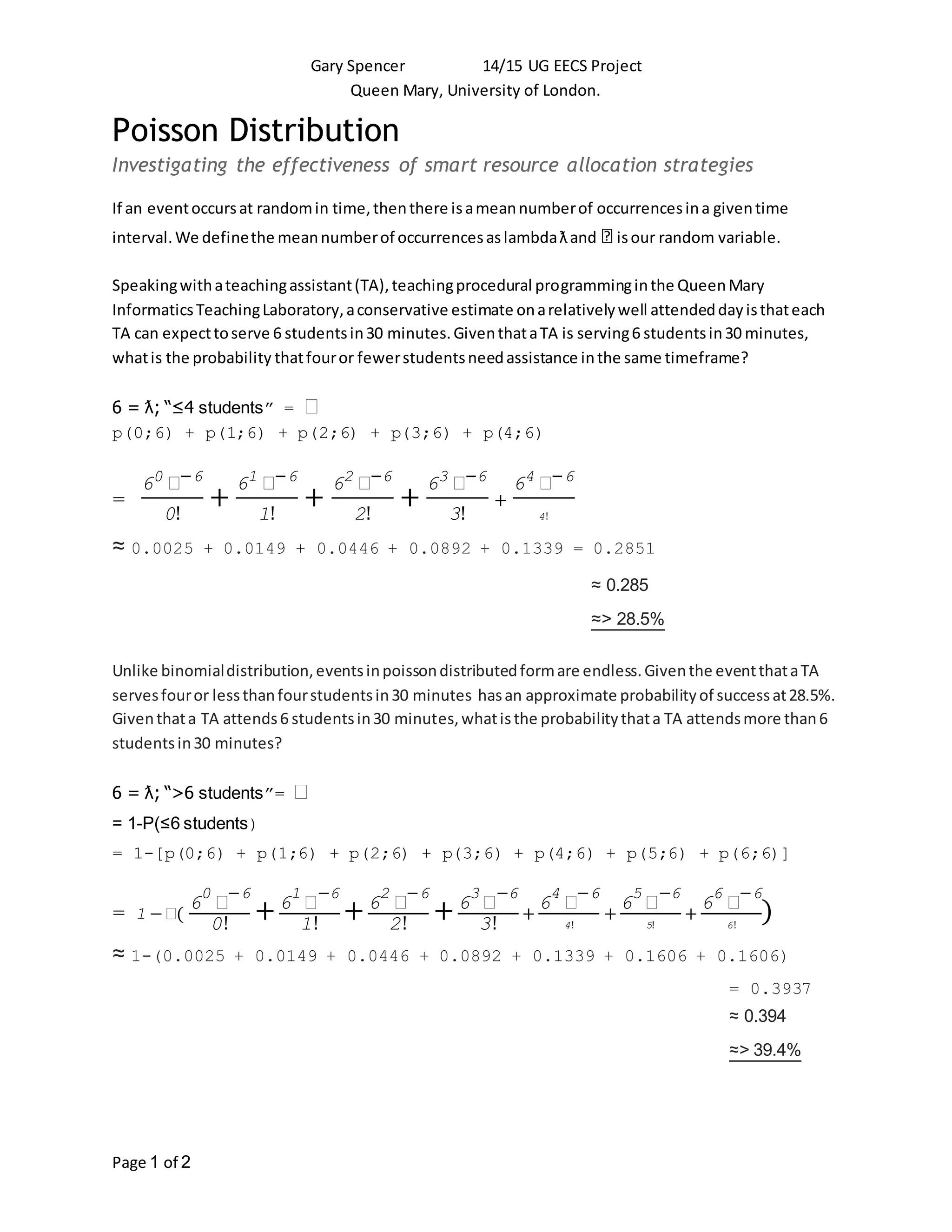 Poisson distribution | PDF