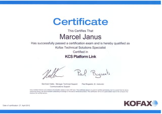 KCS Platform Link Certificate | PDF