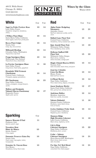 Emma Fantaccione Kinzie's Chophouse Menu | PDF