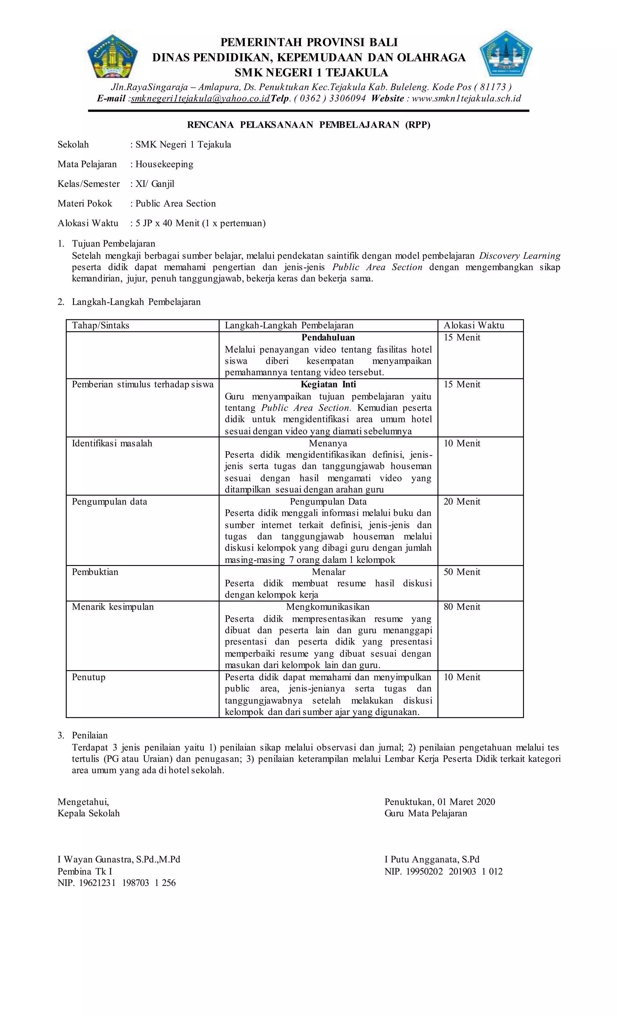 RPP 1 HALAMAN KELAS XI | PDF