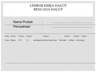 Kd 3.11 verifikasi penerapan haccp 2020 pertemuan 2 | PPTX