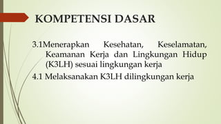 Kd 3.1 menerapkan k3 lh disesuaikan lingkungan kerja | PPT