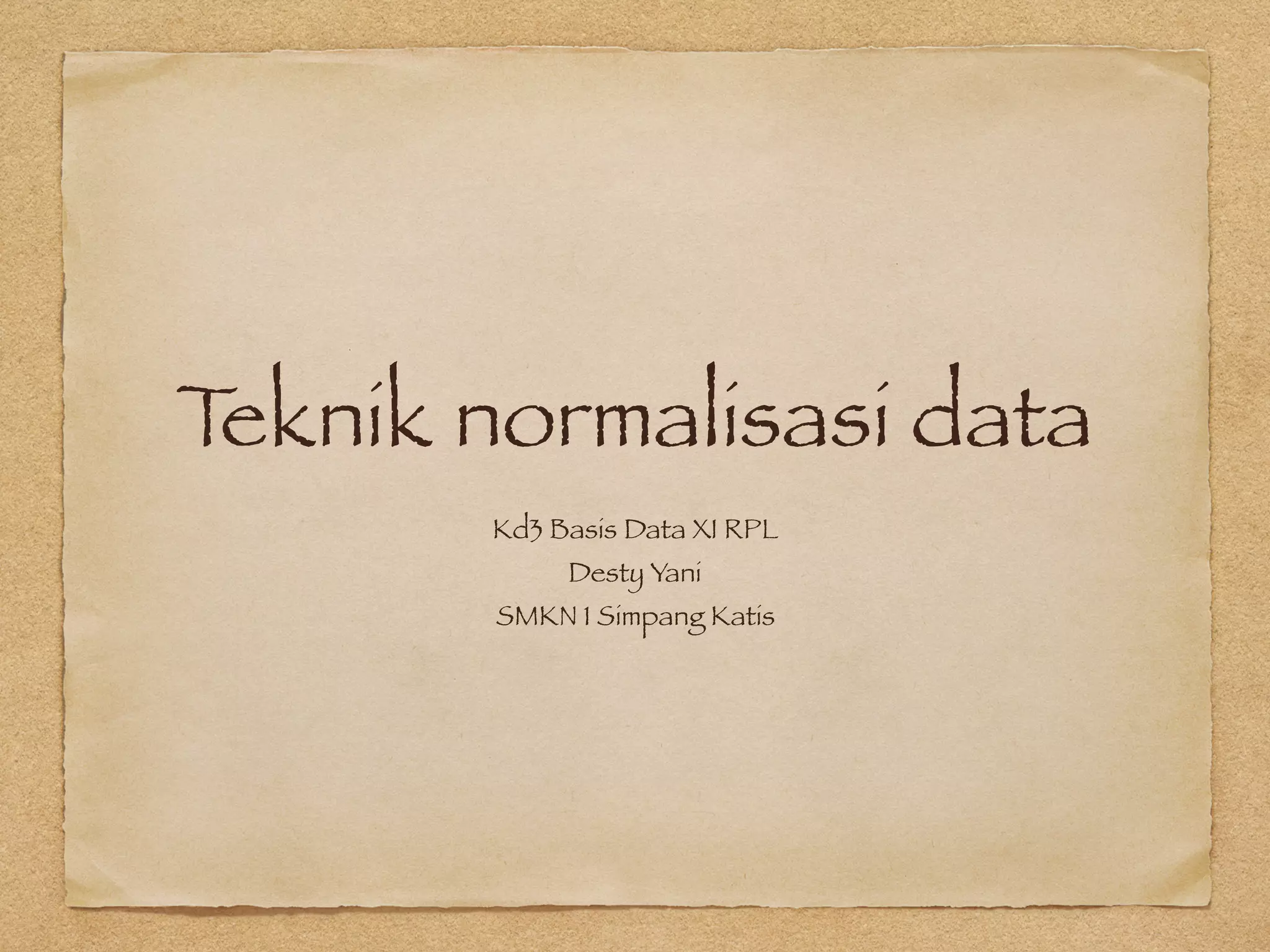 KD3 Teknik Normalisasi Data | PDF