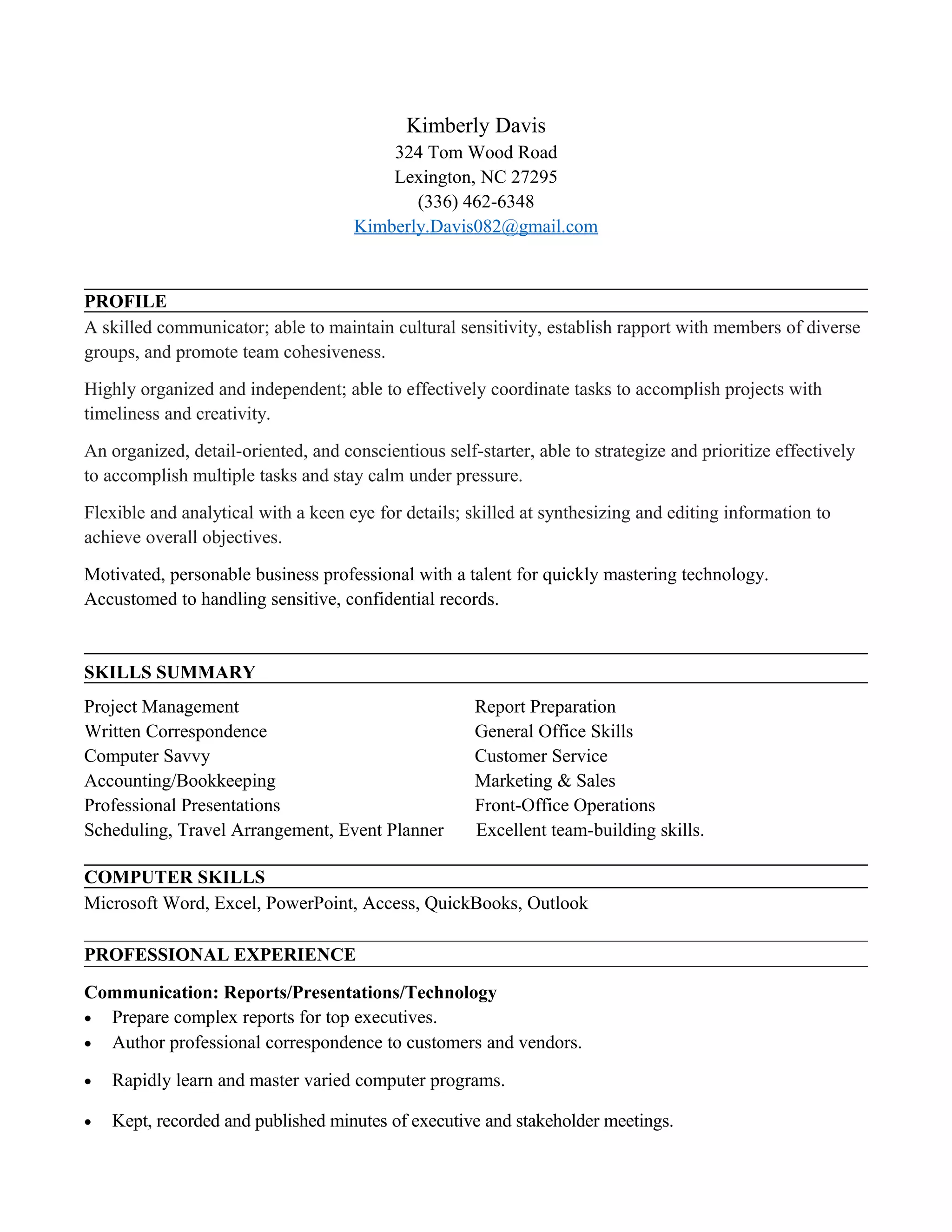 K davis resume16 | PDF