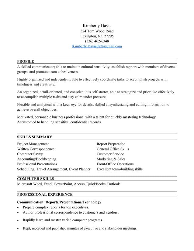K davis resume16 | PDF