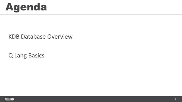 KDB database (EPAM tech talks, Sofia, April, 2015) | PDF