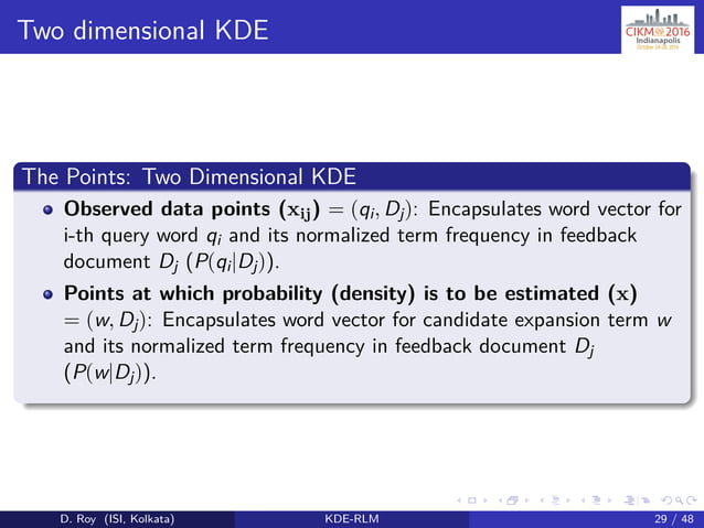 Word Vector Compositionality based Relevance Feedback using Kernel Density Estimation | PPT