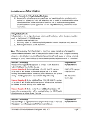 KDHE 2012 HIV Prevention Comprehensive Plan | PDF