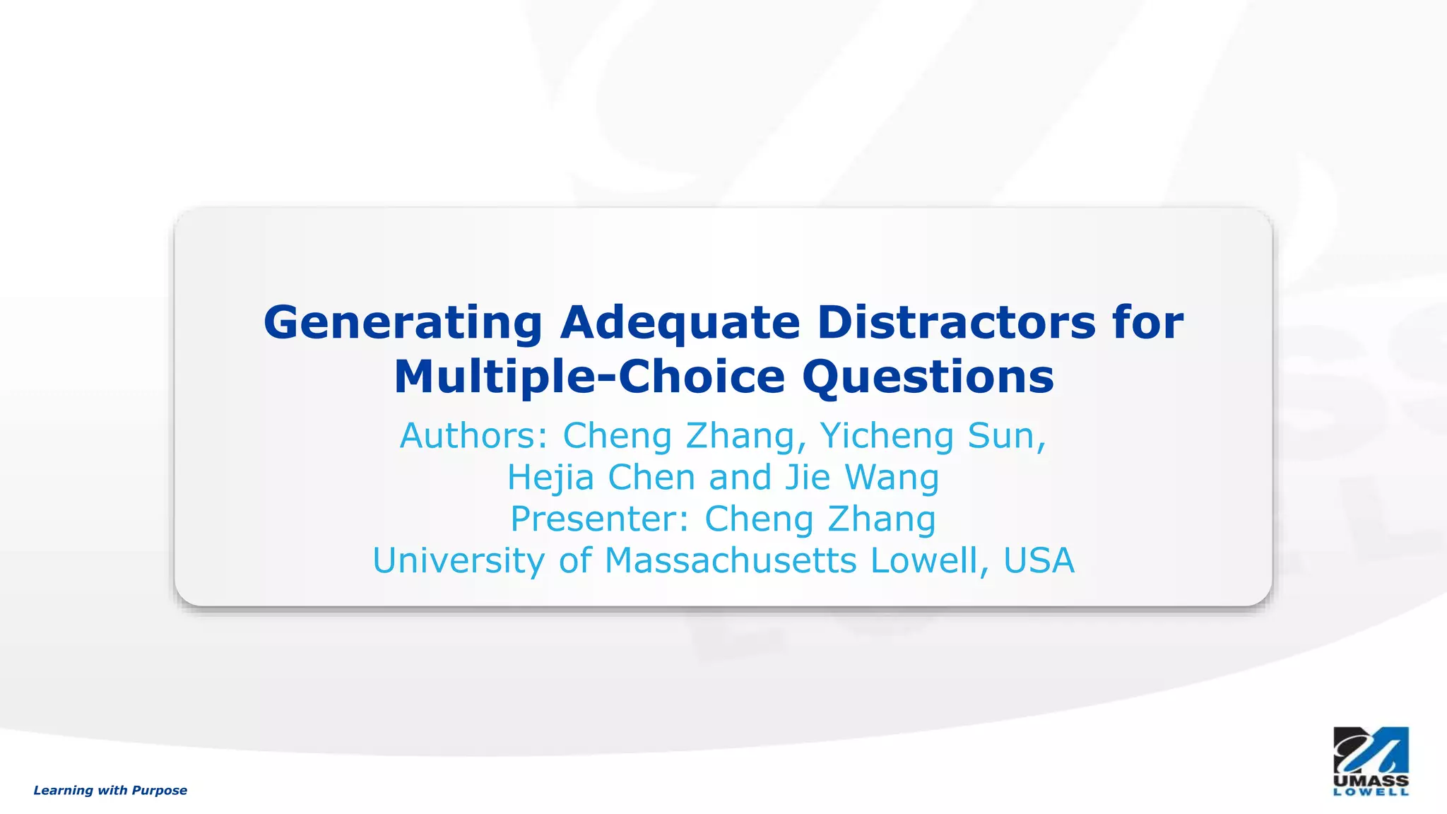 Generating Adequate Distractors for Multiple-Choice Questions | PPTX | Technology & Computing