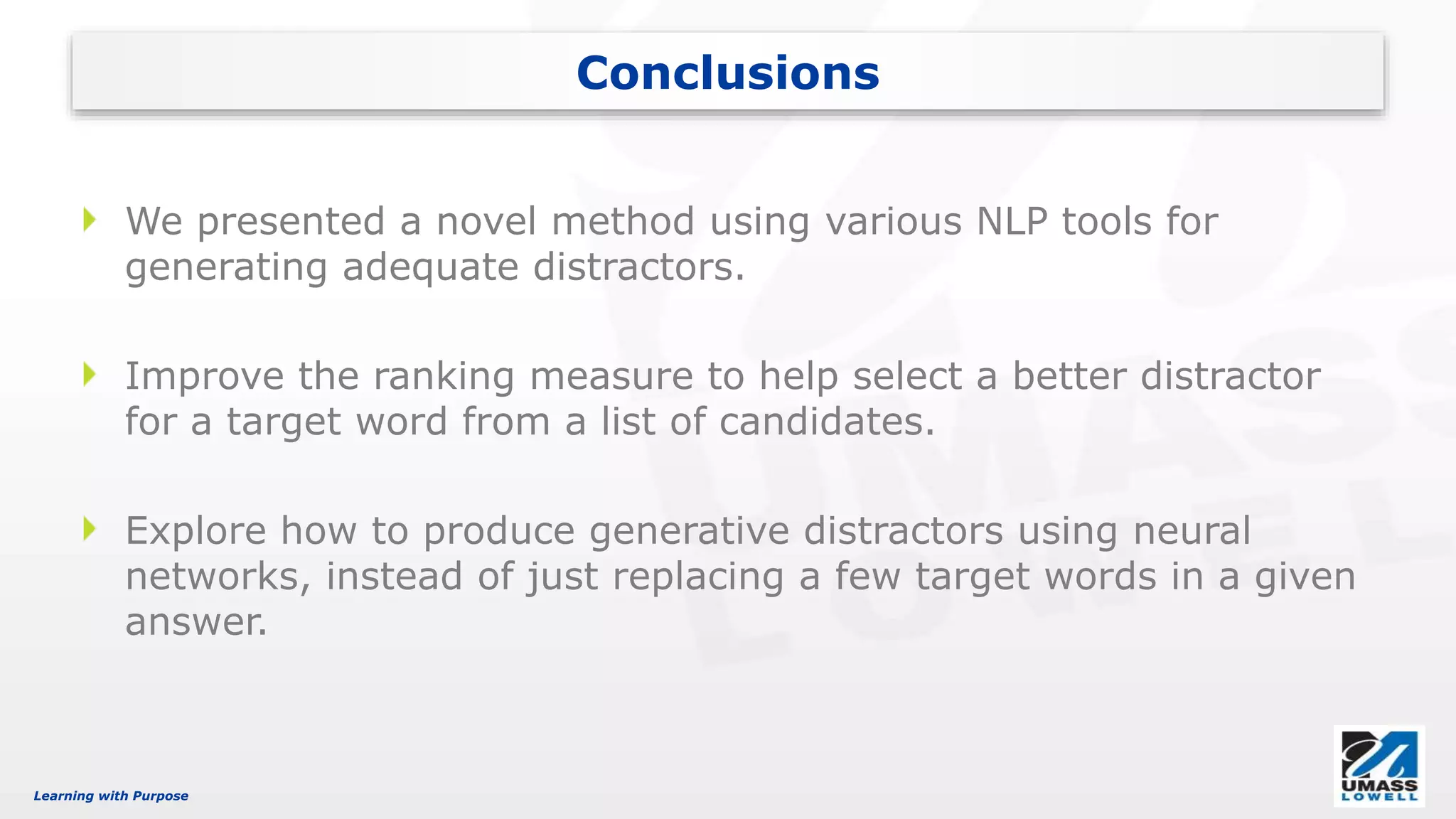 Generating Adequate Distractors for Multiple-Choice Questions | PPTX | Technology & Computing
