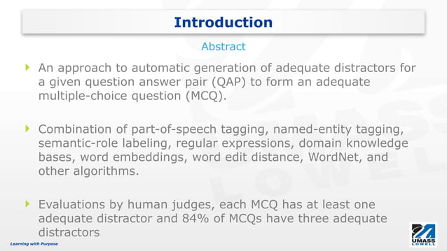 Generating Adequate Distractors for Multiple-Choice Questions | PPTX | Technology & Computing