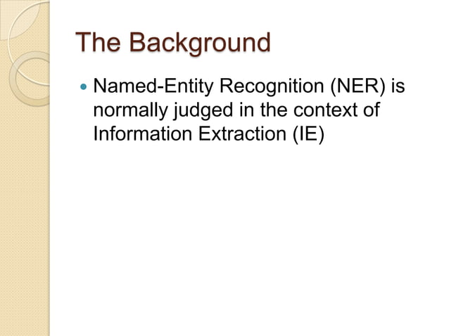 Named Entity Recognition - ACL 2011 Presentation | PPT