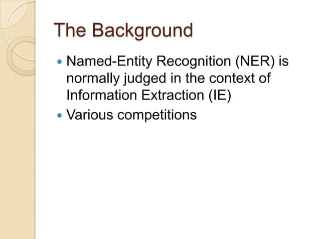 Named Entity Recognition Acl 2011 Presentation Ppt