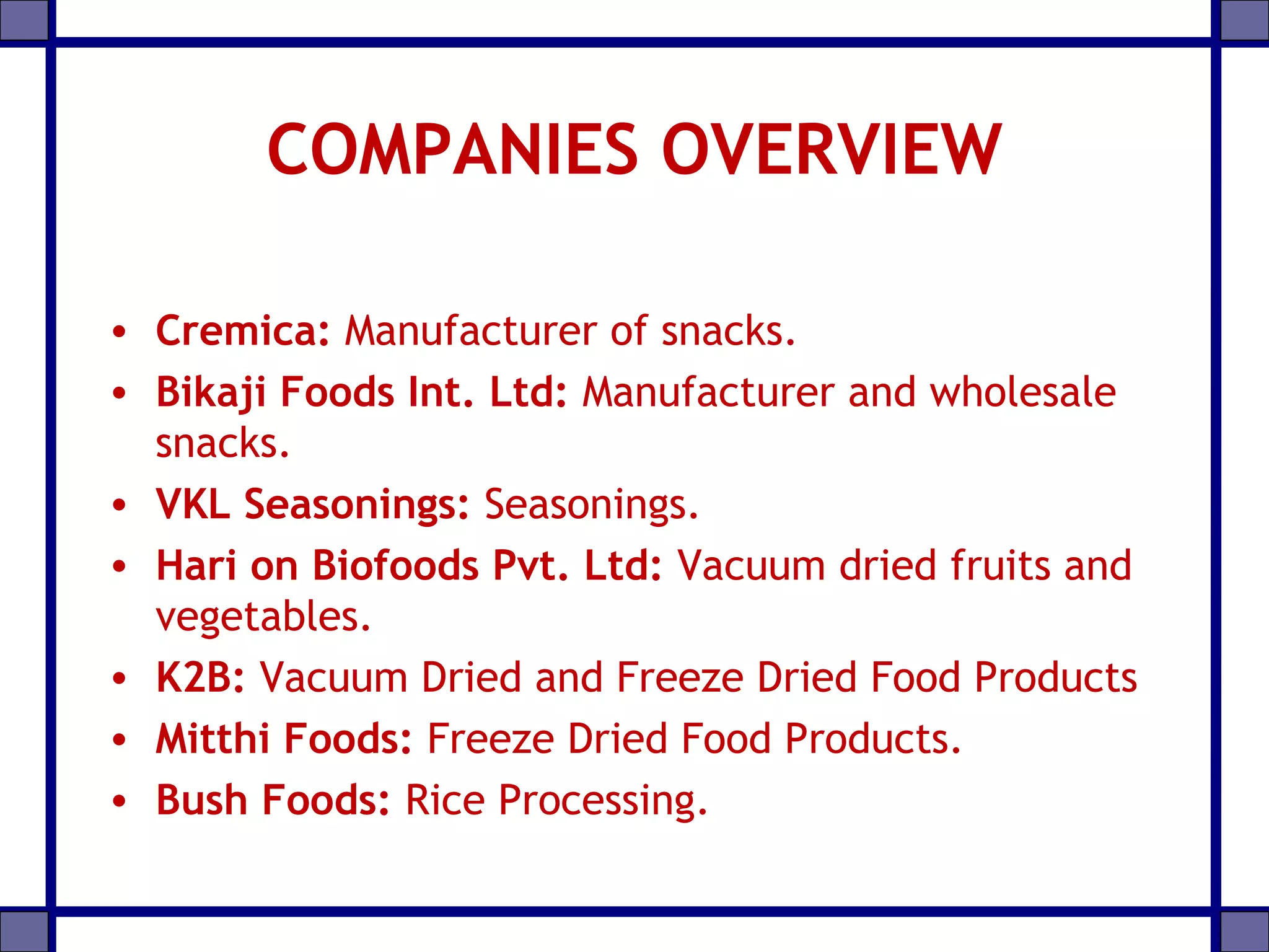 Kdm analytical process food industry overview ppt | PPT