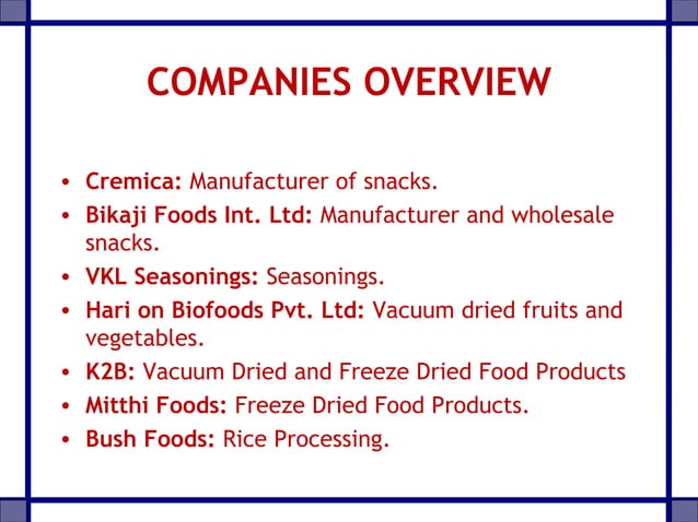 Kdm analytical process food industry overview ppt | PPT