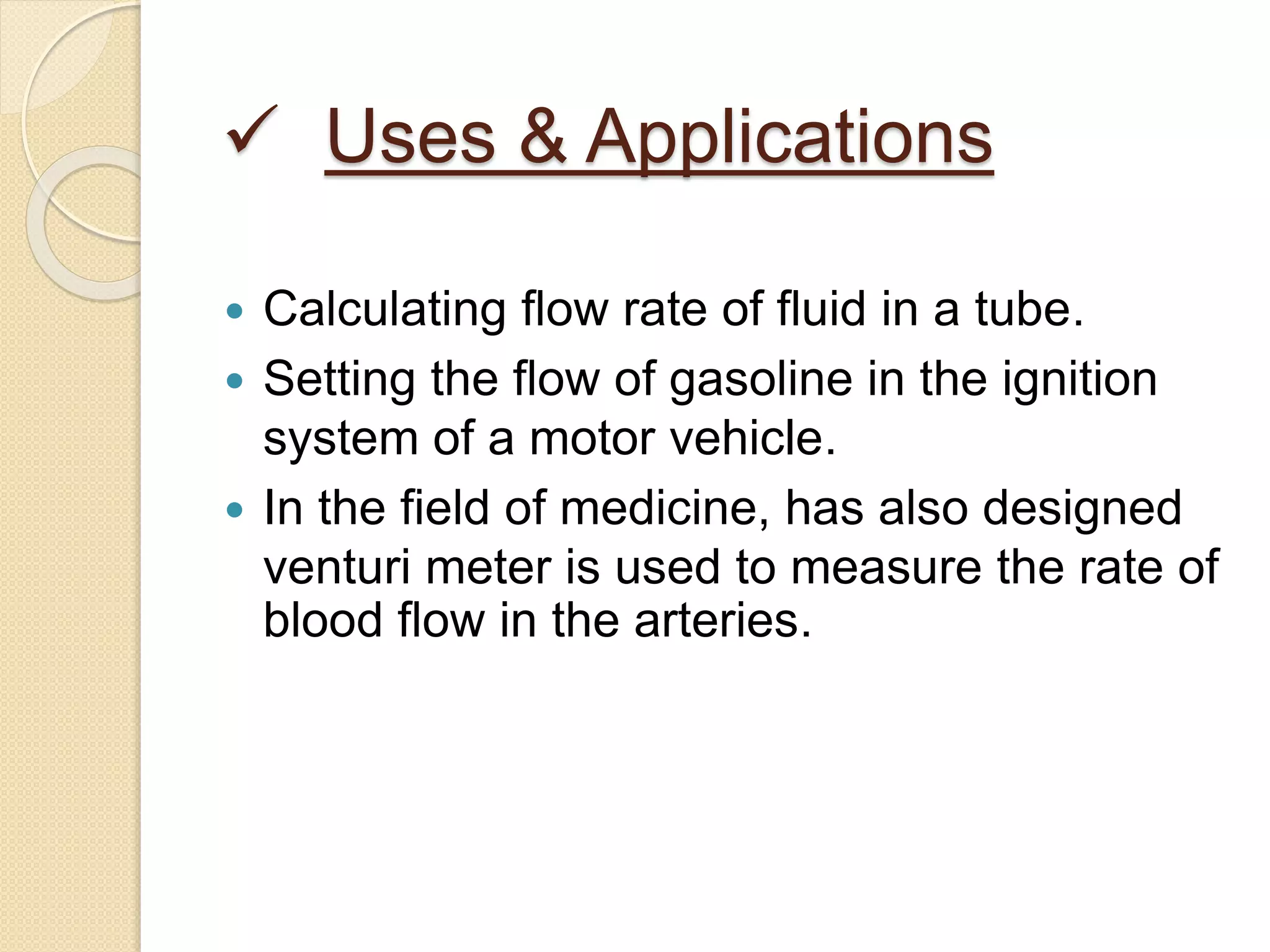 VENTURIMETER -Application of Bernoulli's Law | PPTX
