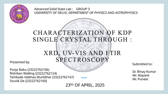 kdp crystal characterization techniques uv vis | PPT