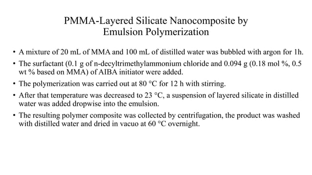 Synthesis and Characterization of PMMA Nano-composites | PPT